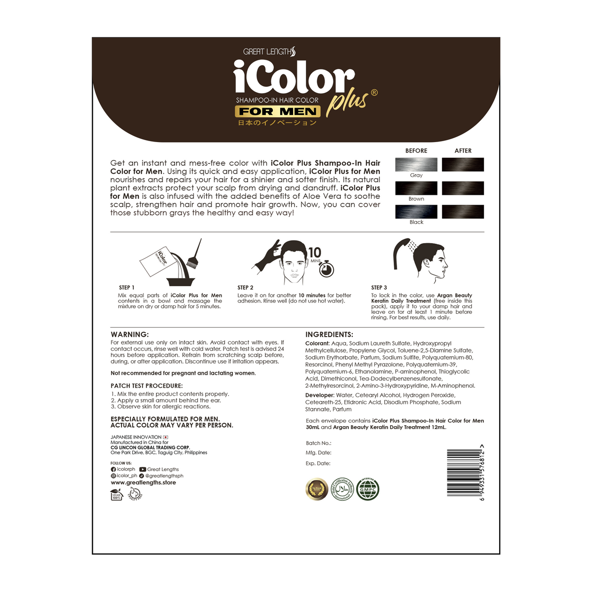 iColor Plus for Men 30mL - Brown Black – Great lengths