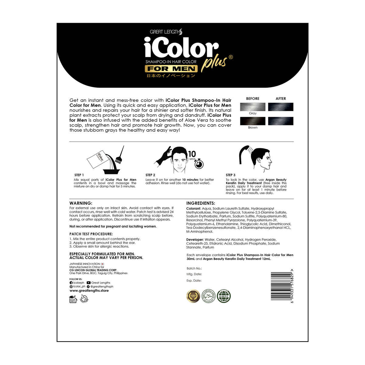 iColor Plus for Men 30mL - Natural Black – Great lengths